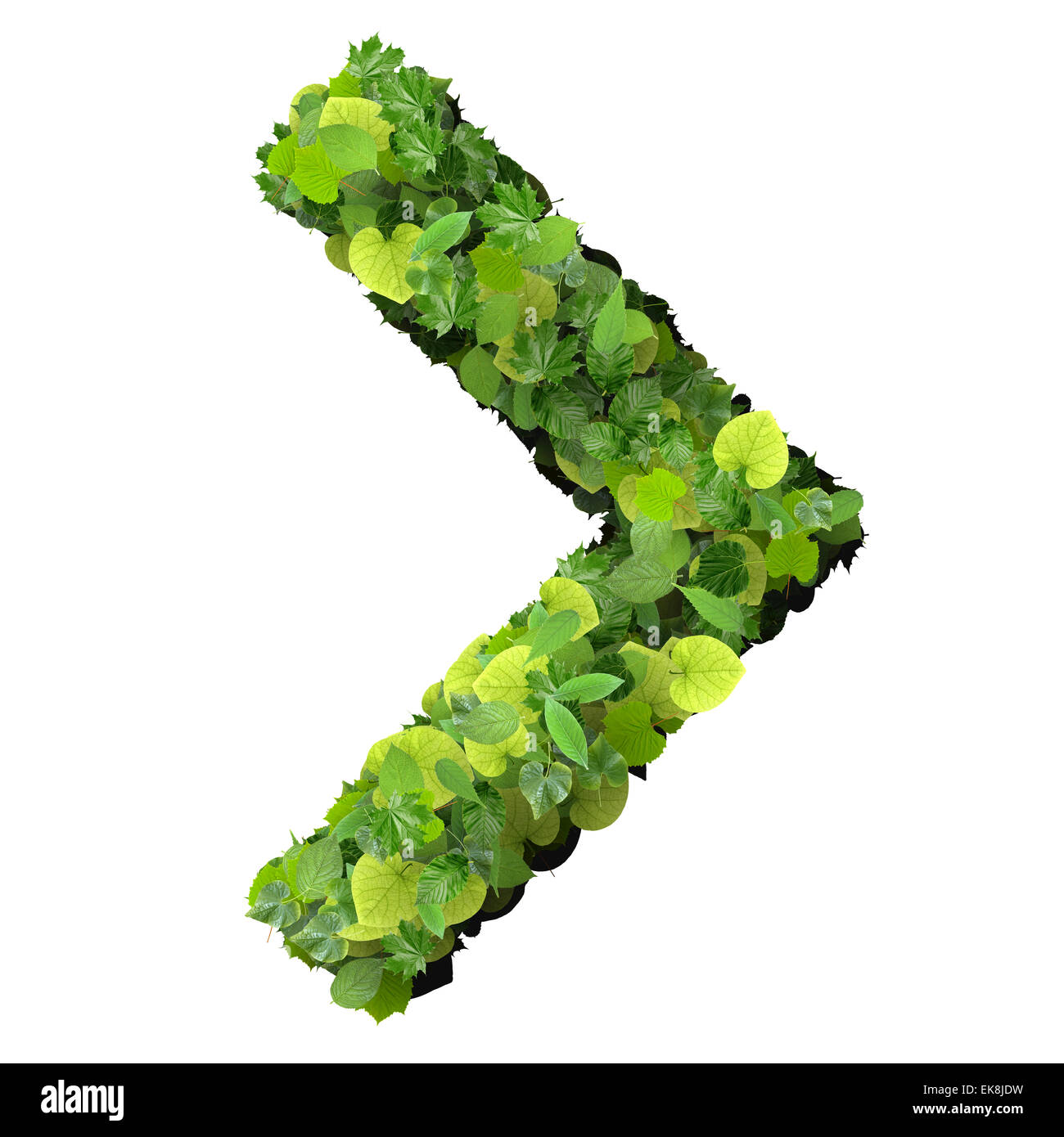 Arrow made from green leaves isolated on background. 3D render Stock ...