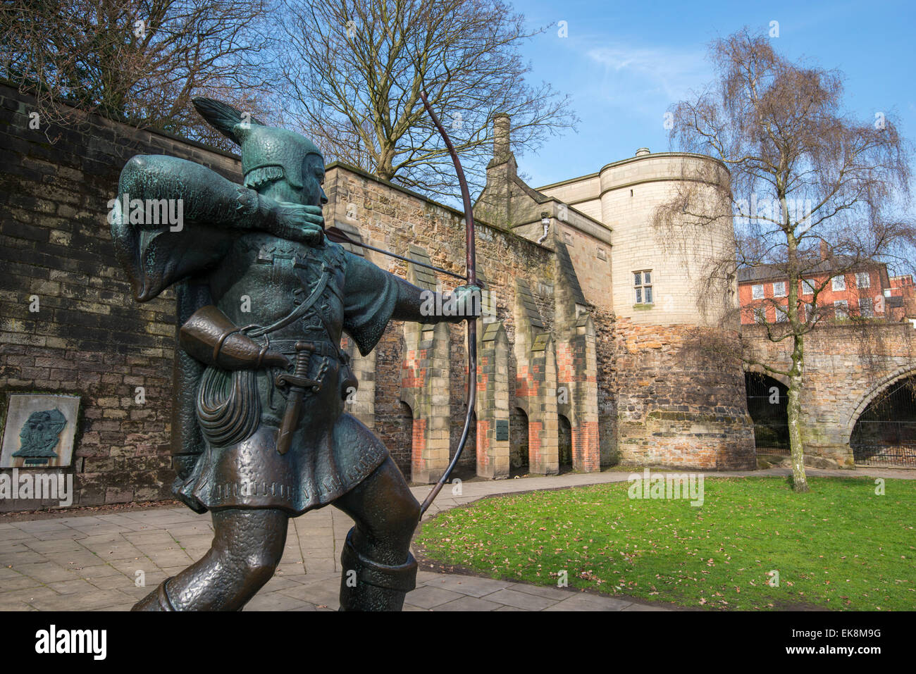 Robin Hood statue at Nottingham Castle, Nottinghamshire England UK ...