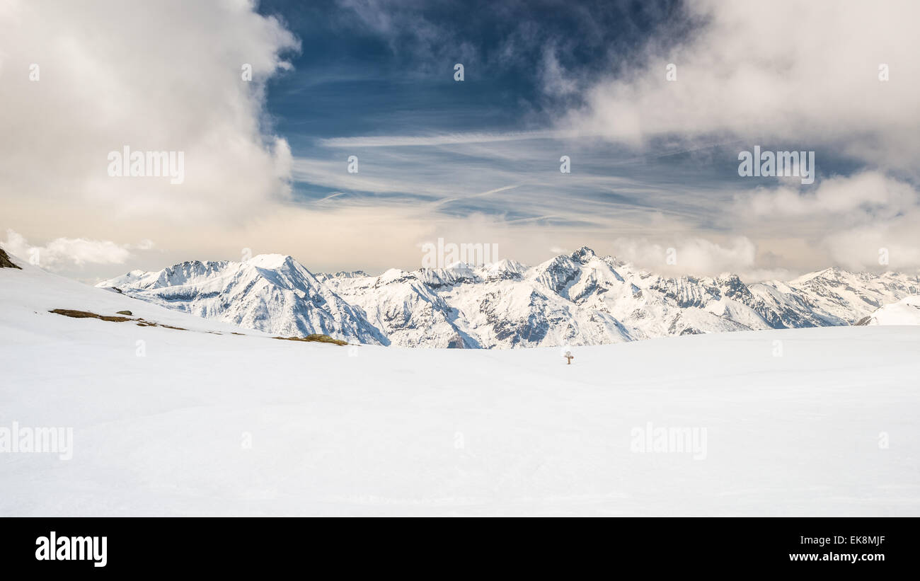 Stunning view of high mountain peaks in the italian alpine arc, in a ...