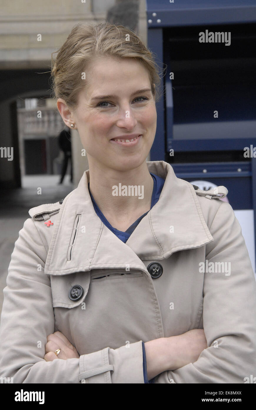 Copenhagen, Denmark. 8th April, 2015. Red cross cloth donation ...