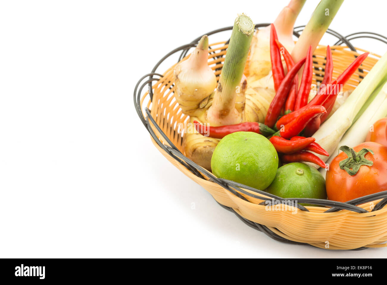 Mix vegetable in basket isolated on white background Stock Photo - Alamy