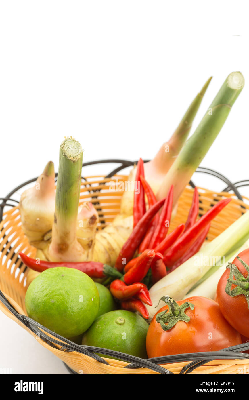 Mix vegetable in basket isolated on white background Stock Photo - Alamy