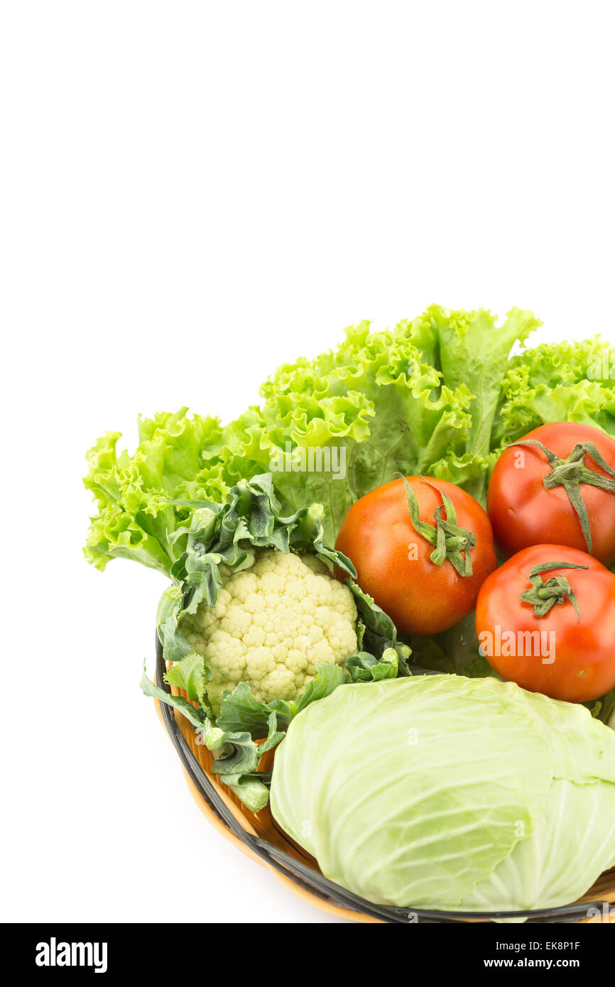 Mix vegetable in basket isolated on white background Stock Photo - Alamy