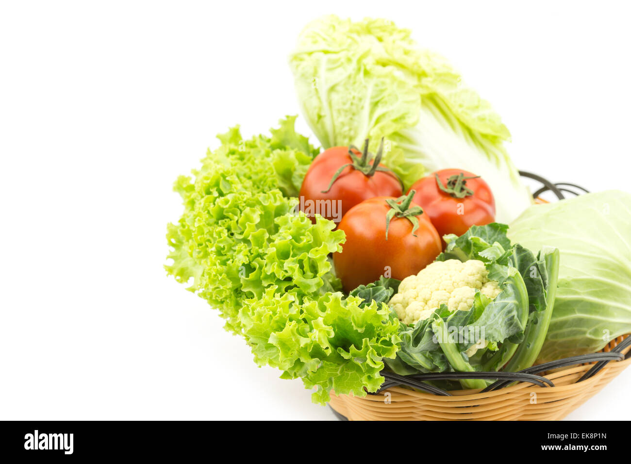 Mix vegetable in basket isolated on white background Stock Photo - Alamy