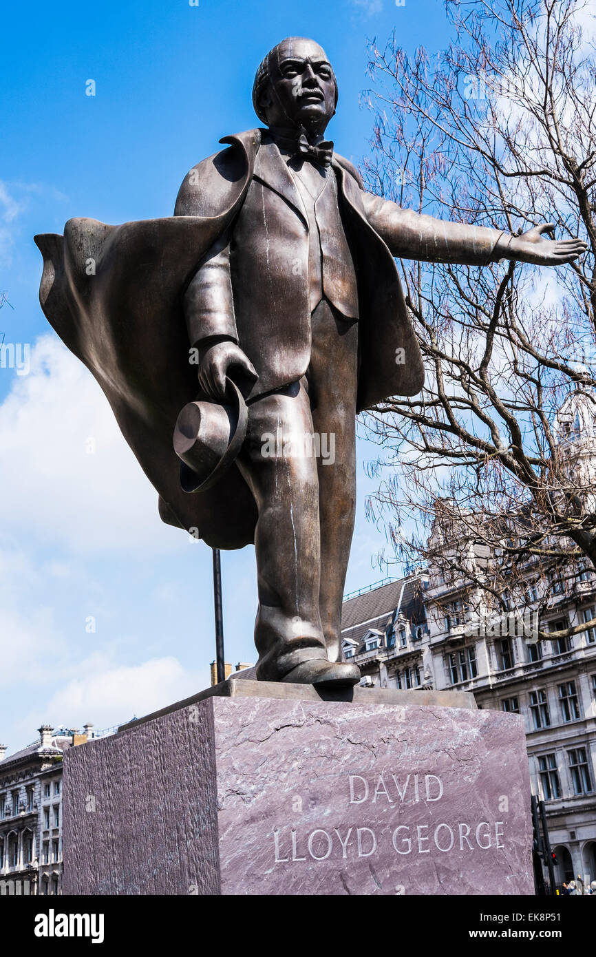 David Lloyd George statue Parliament Square - London Stock Photo - Alamy