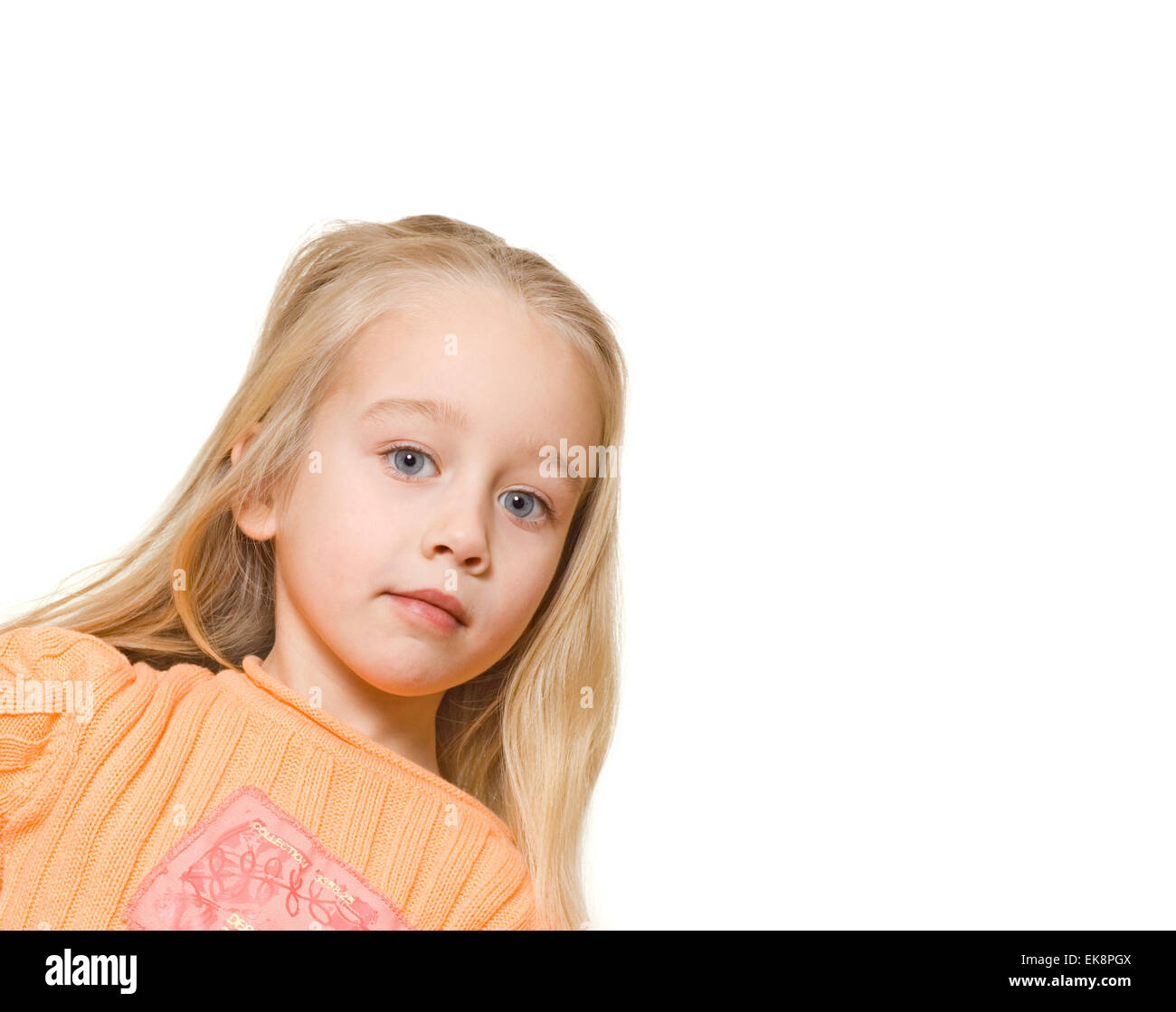 Sad little blond girl Stock Photo - Alamy