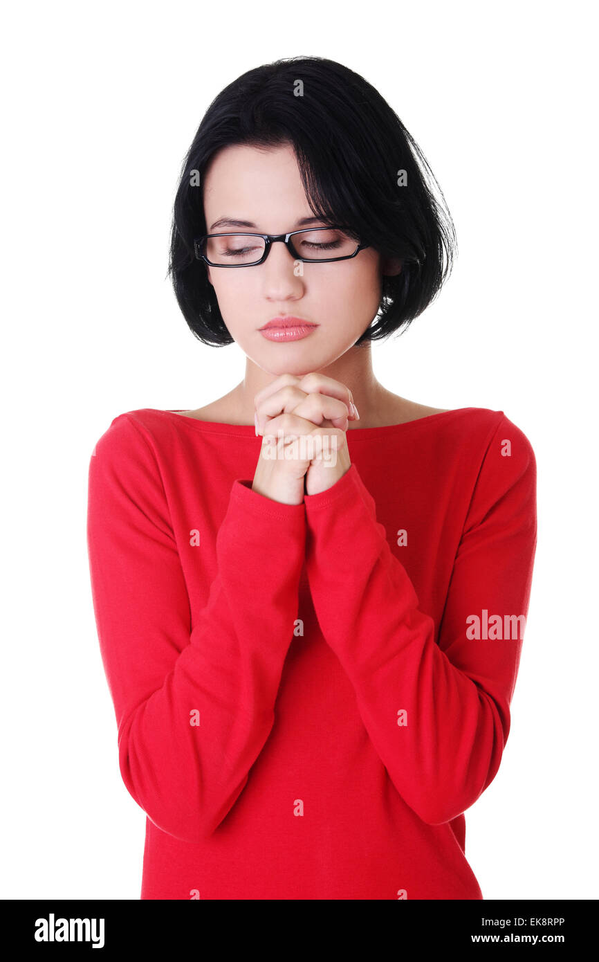Young christian woman pray isolated hi-res stock photography and images ...