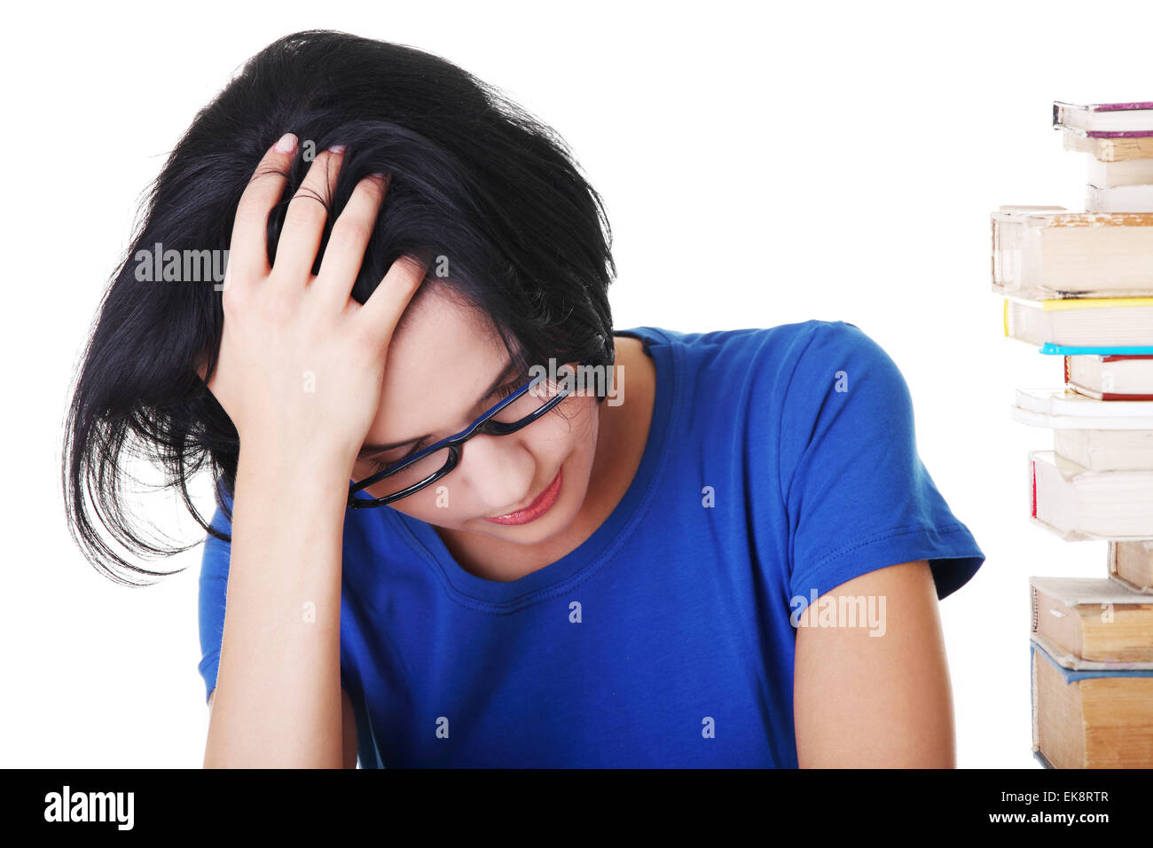 Sad female student with learning difficulties Stock Photo - Alamy