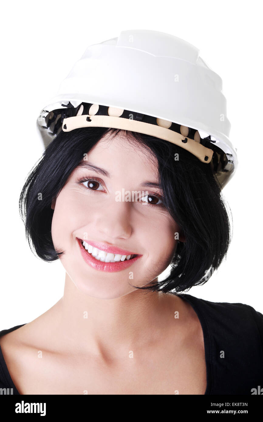 Beautiful female worker in hard hi-res stock photography and images - Alamy