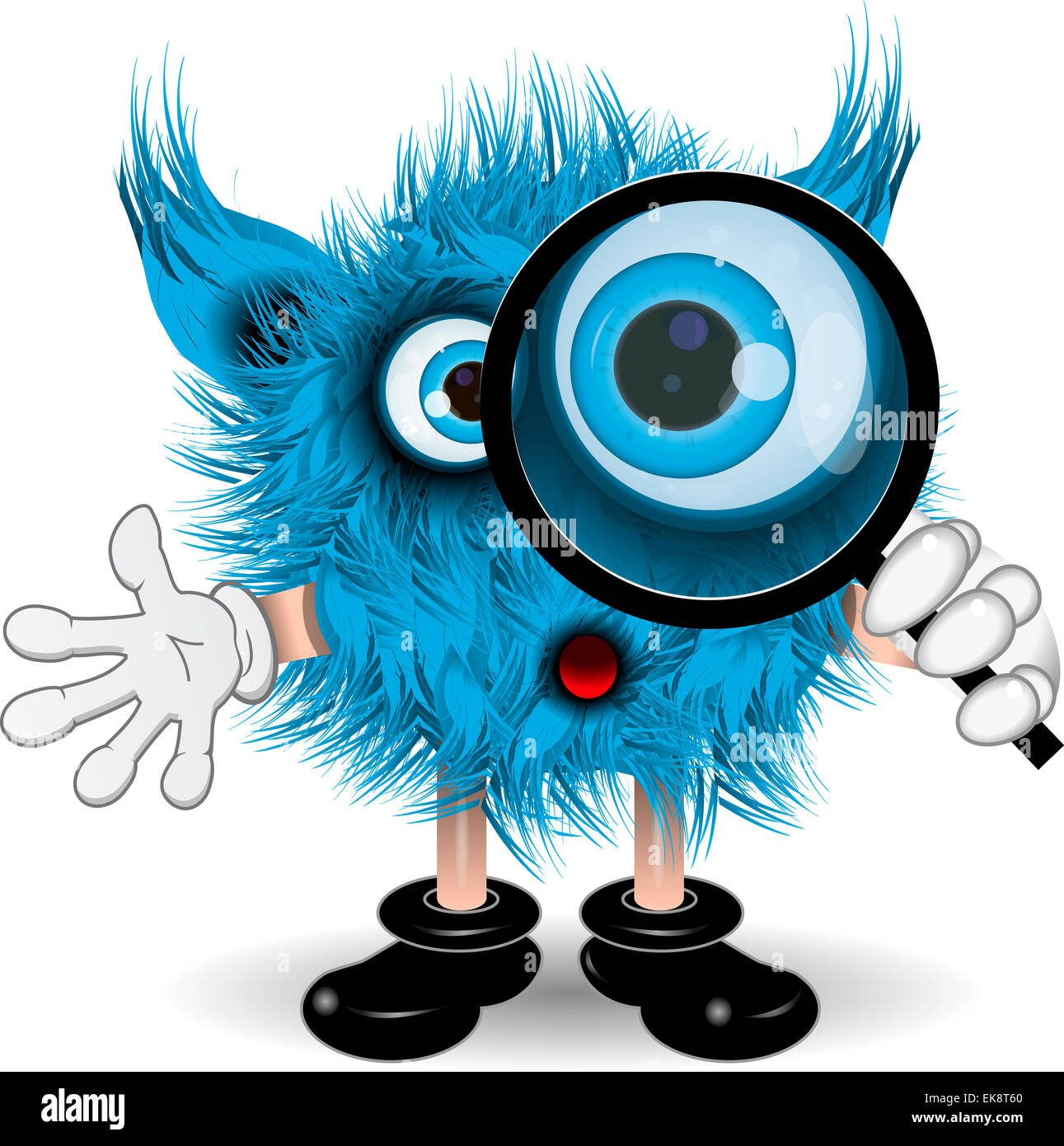 illustration fairy shaggy blue monster with a magnifying glass Stock ...