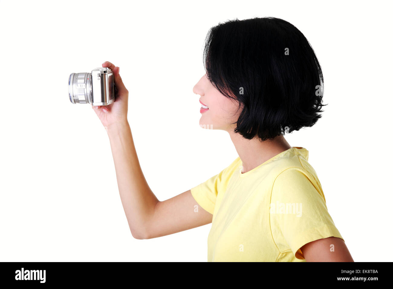 Close-up of a young woman photographer Stock Photo - Alamy