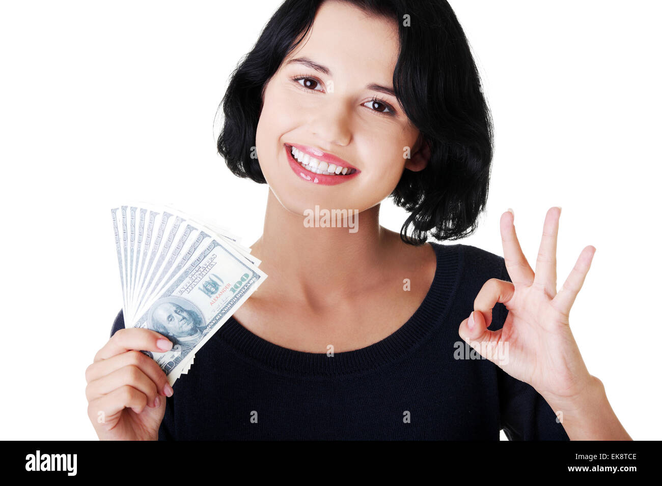 Lady holding cash hi-res stock photography and images - Alamy
