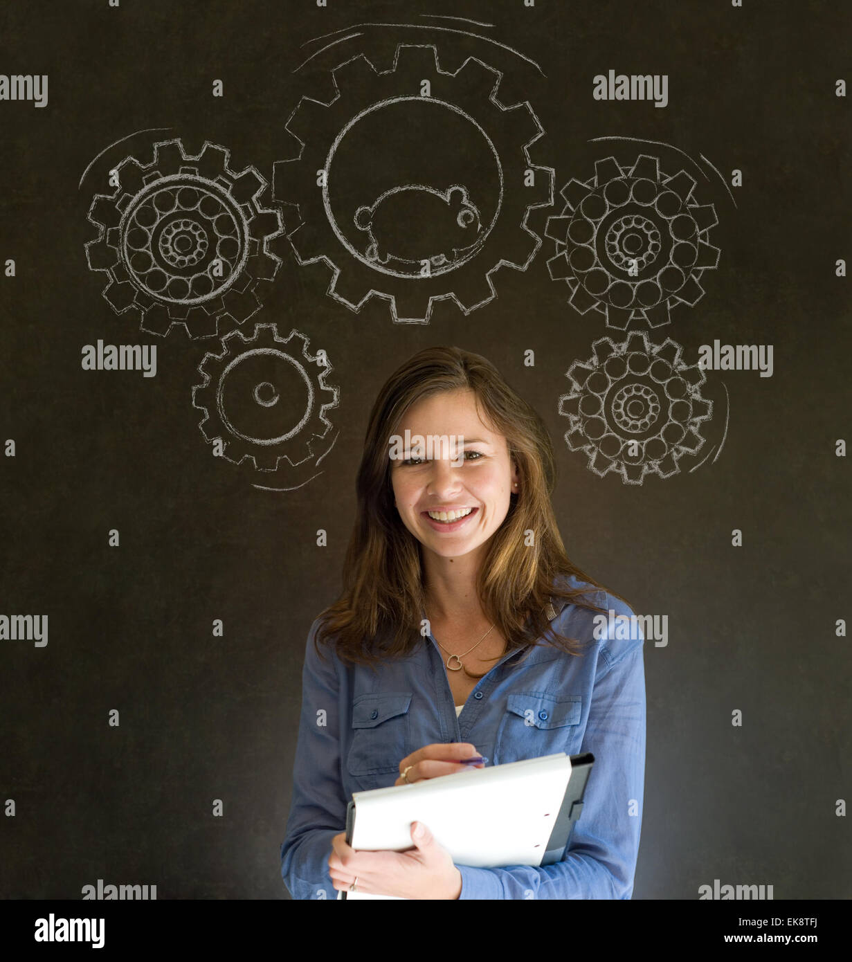 Thinking business woman with gear cogs and hamster Stock Photo - Alamy Thinking business woman with gear cogs and hamster Stock Photo - Alamy