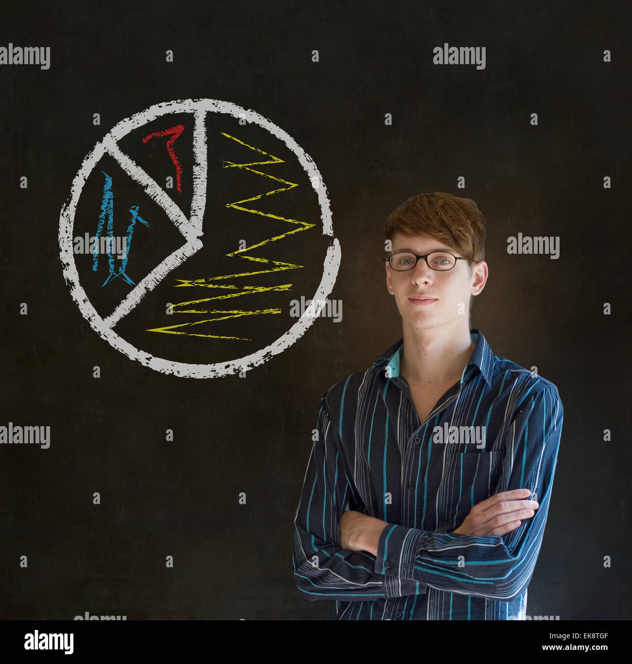 Pie chart graph business man Stock Photo - Alamy