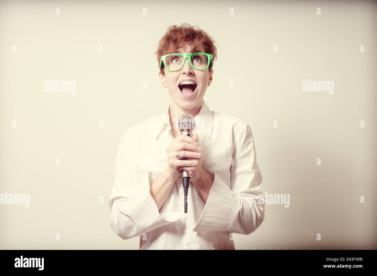 Funny woman singing hi-res stock photography and images - Alamy