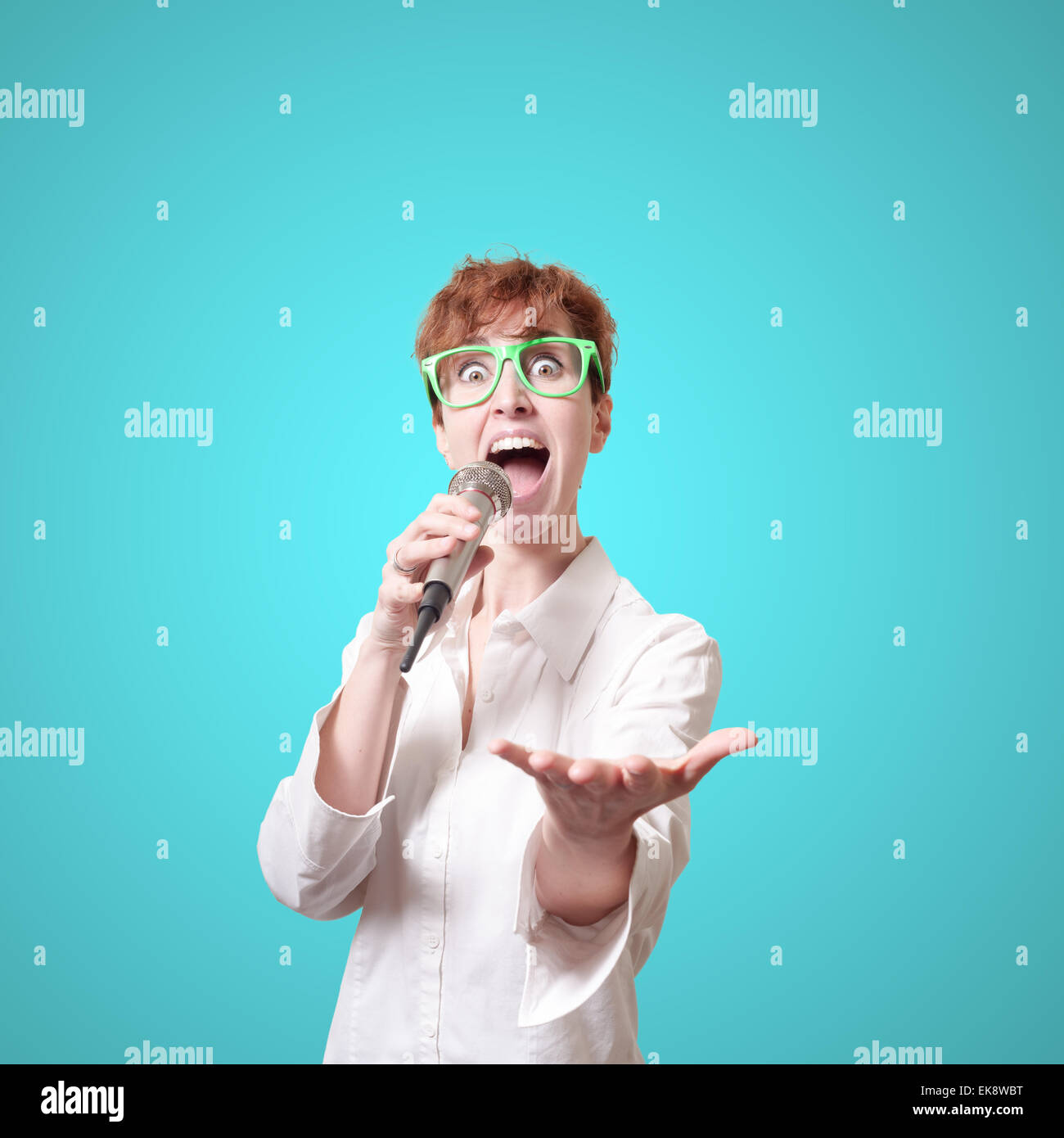Funny woman singing hi-res stock photography and images - Alamy