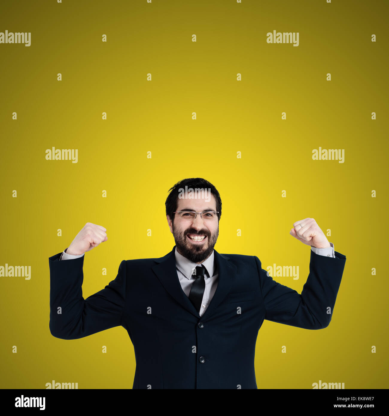 strong business man flexing muscle Stock Photo - Alamy
