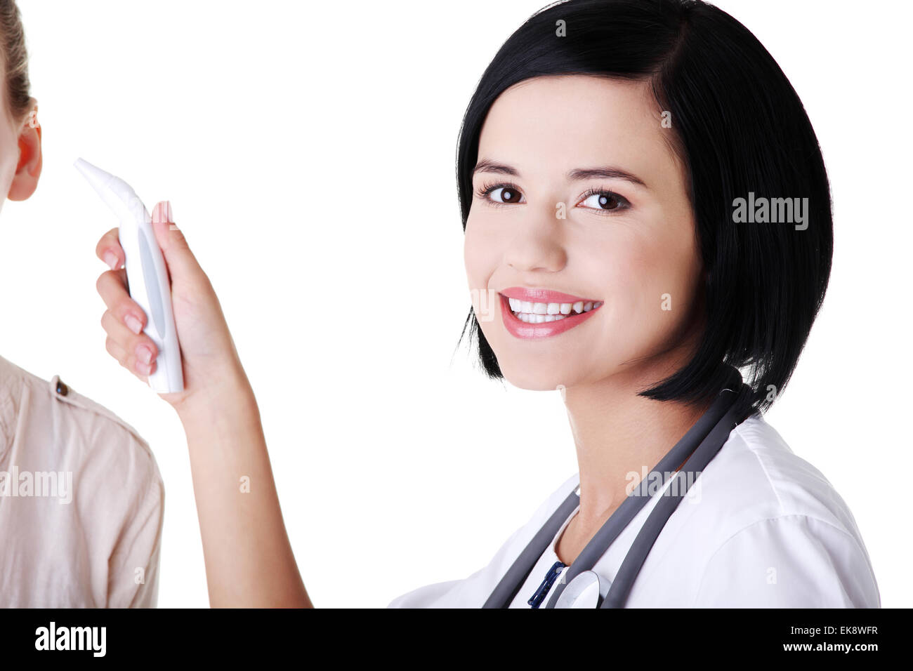 Female doctor checking temperature of her patient Stock Photo - Alamy