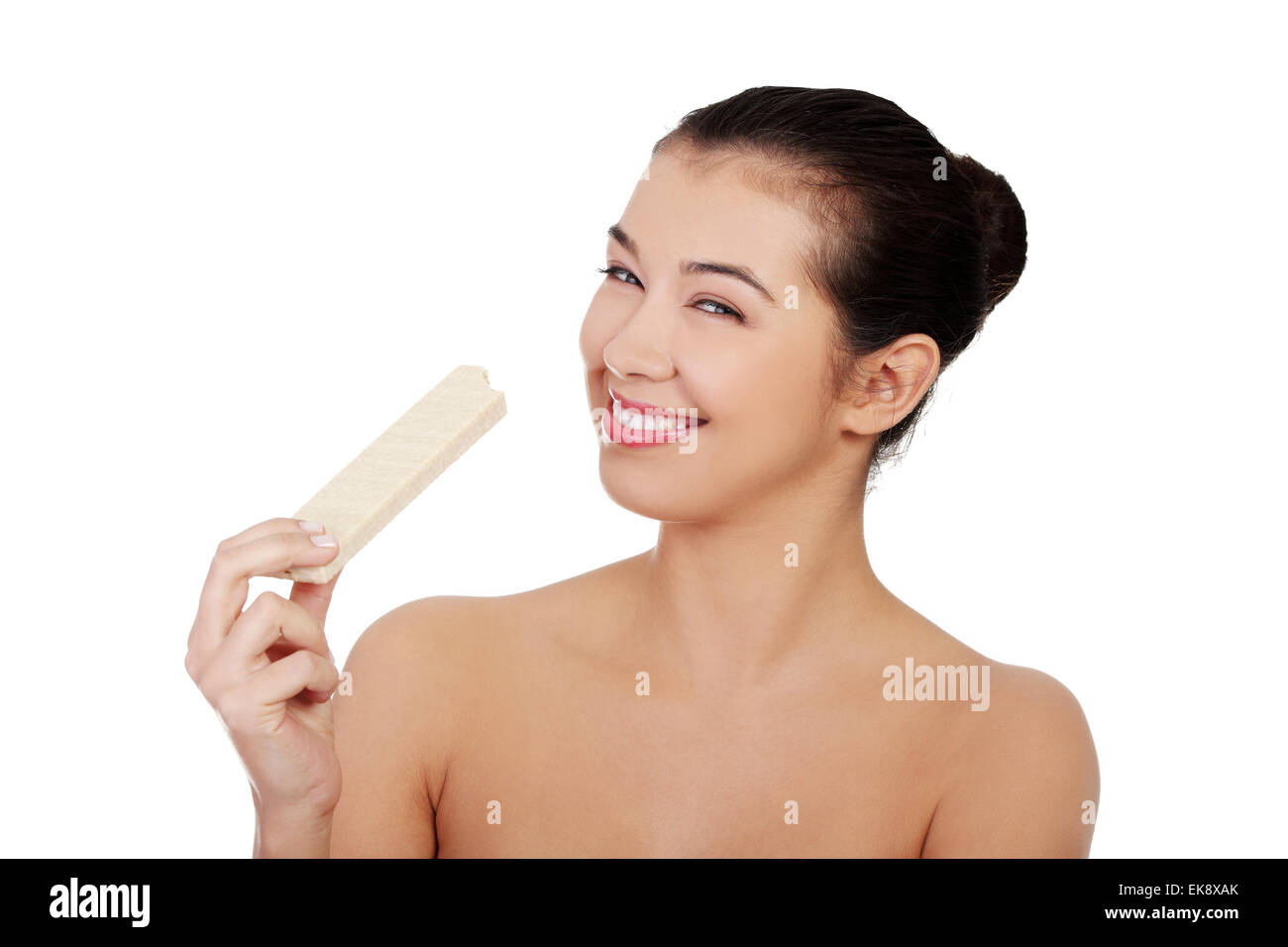 Wafer chocolate eat woman hi-res stock photography and images - Alamy