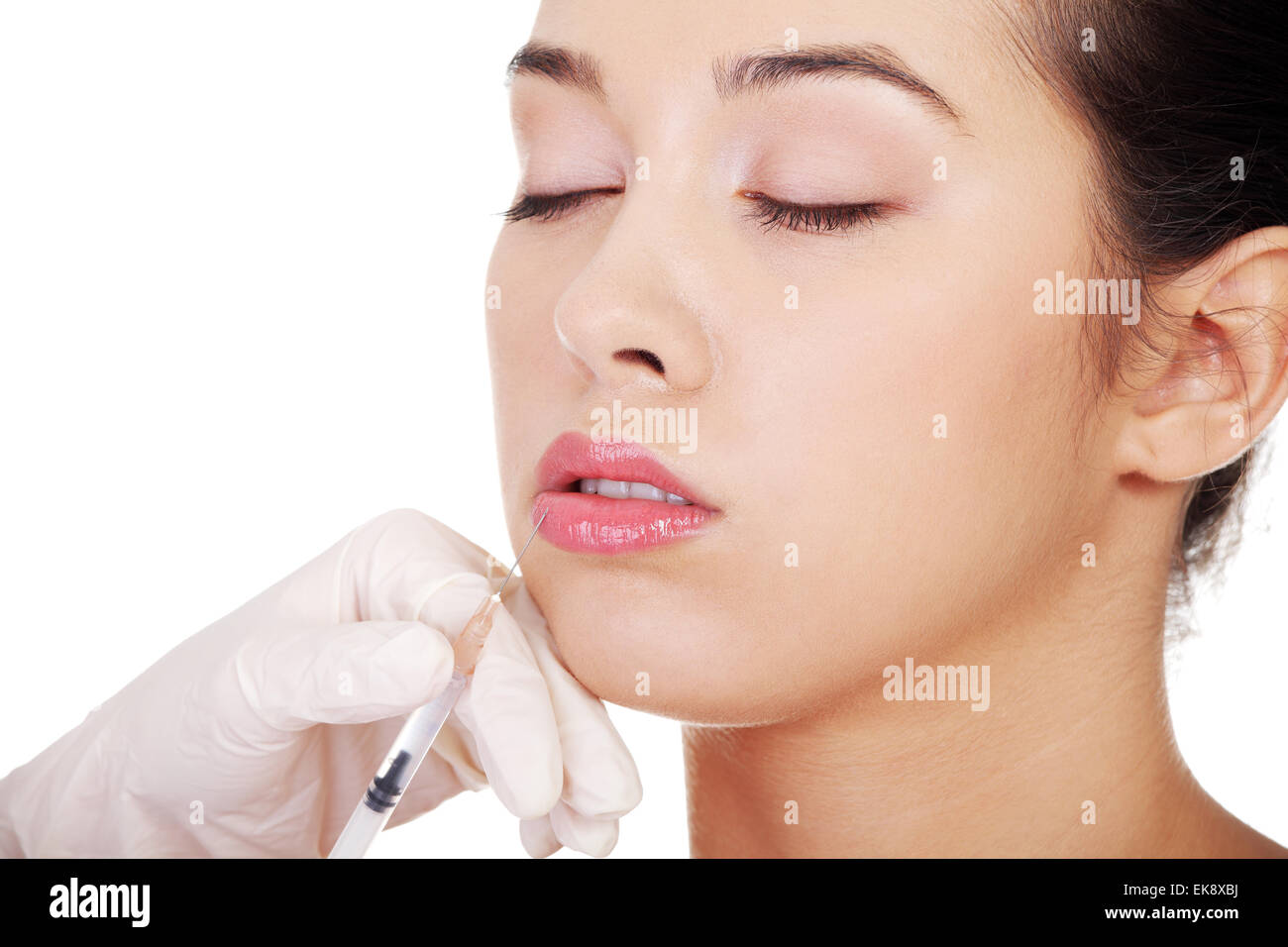 Cosmetic botox injection in the female face Stock Photo - Alamy