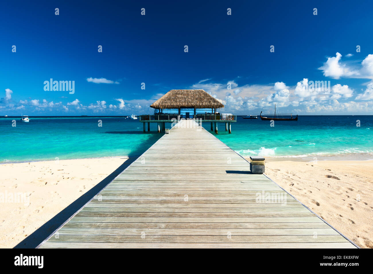 Beautiful beach with jetty Stock Photo - Alamy