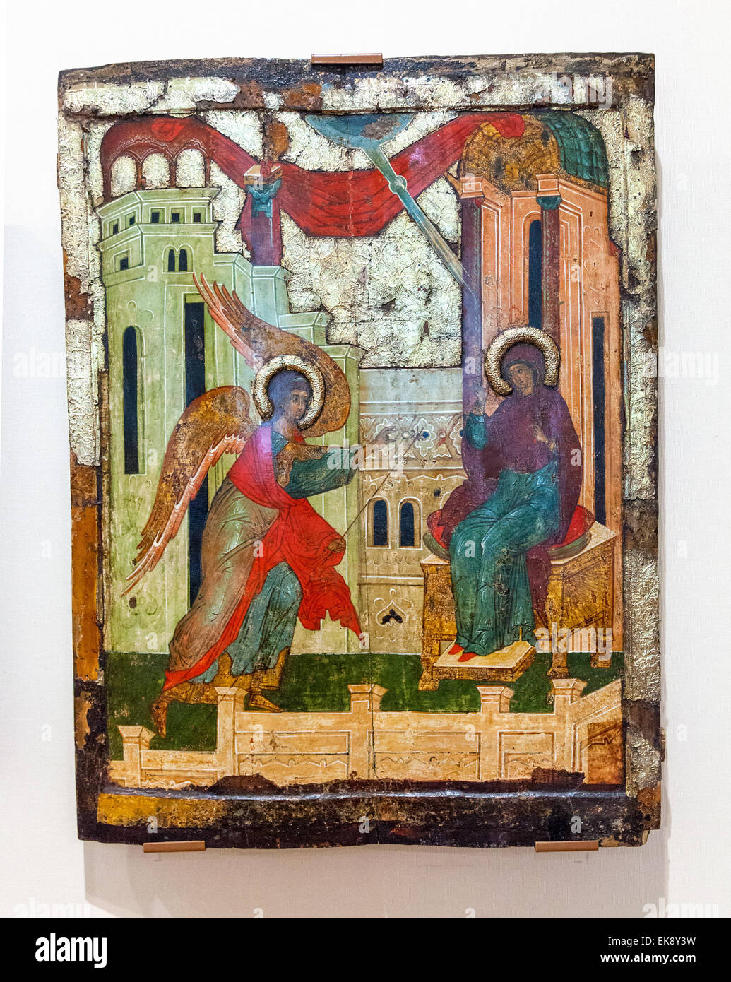 Antique Russian orthodox icon painted on wooden board Stock Photo - Alamy