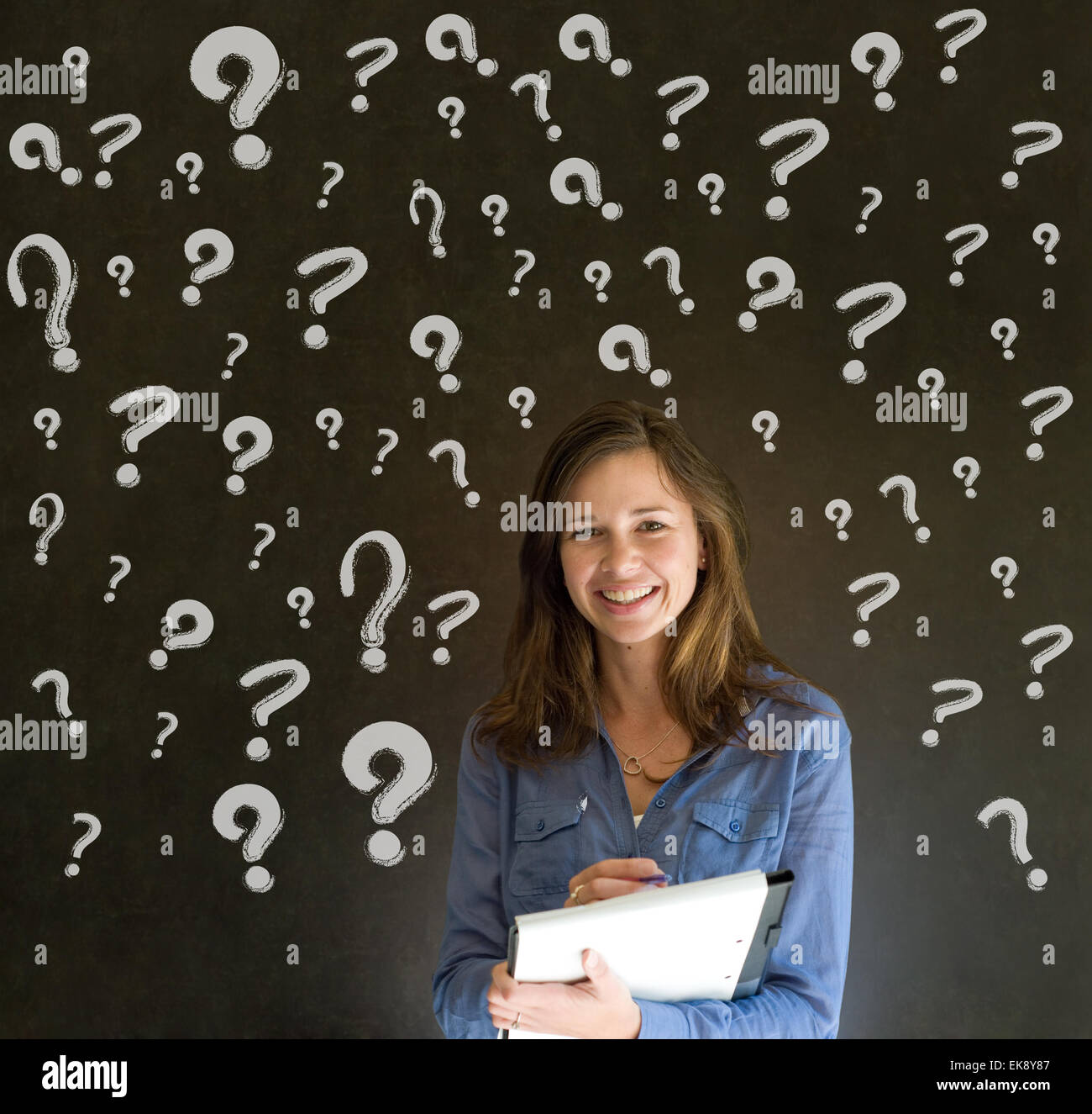 Woman thinking question mark hi-res stock photography and images - Alamy