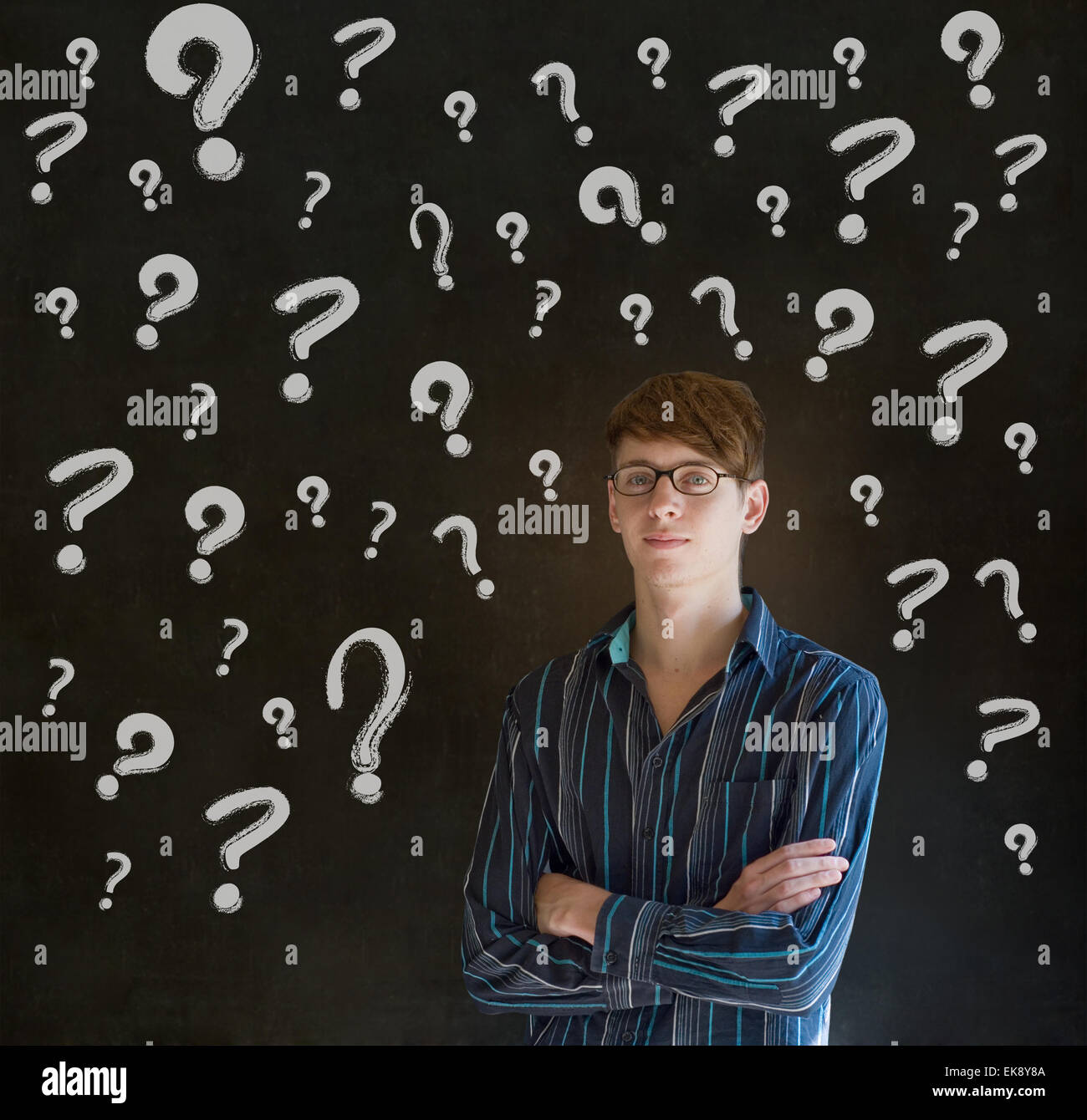 Man thinking question marks hi-res stock photography and images - Alamy