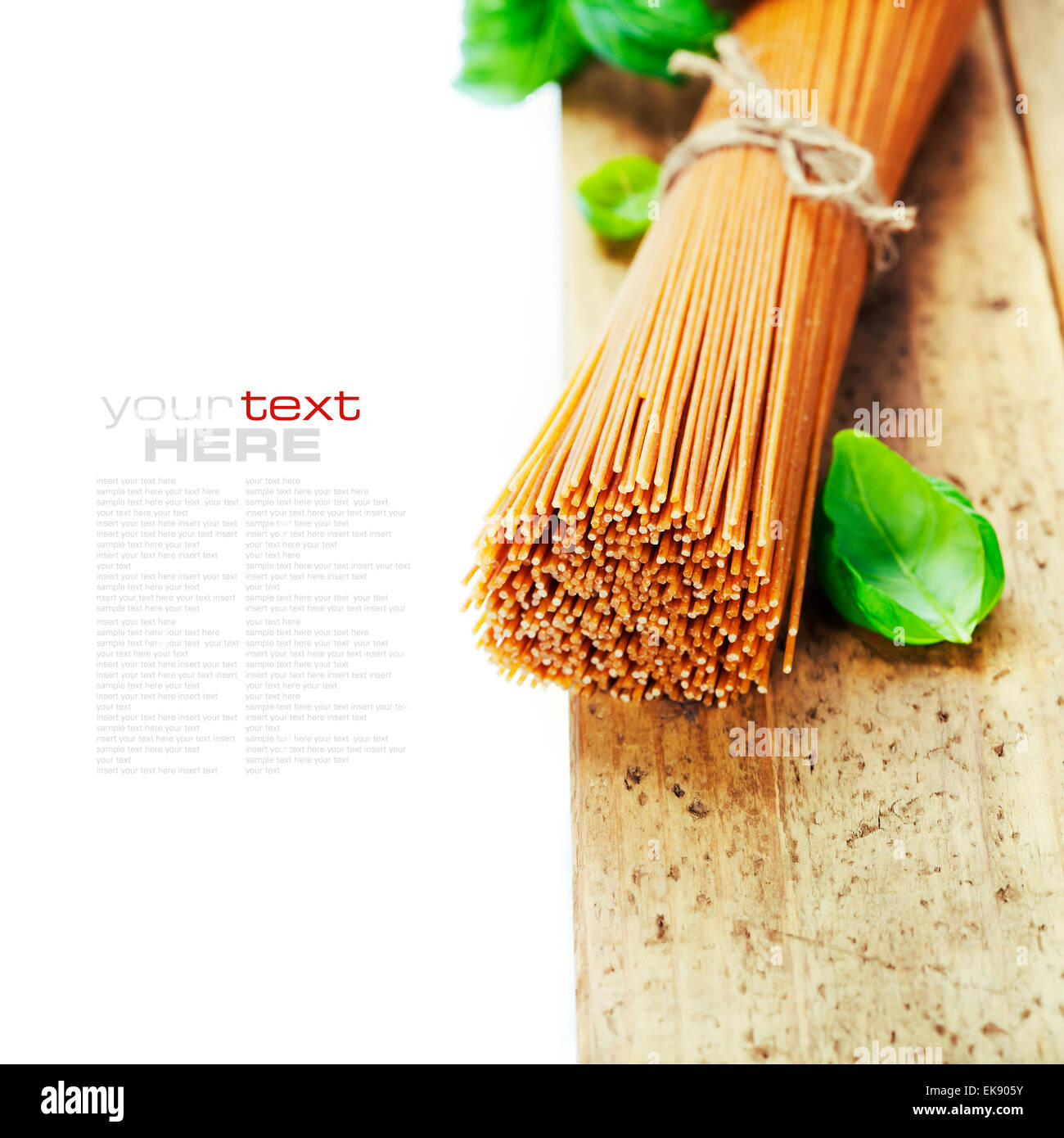 whole wheat spaghetti with basil Stock Photo - Alamy