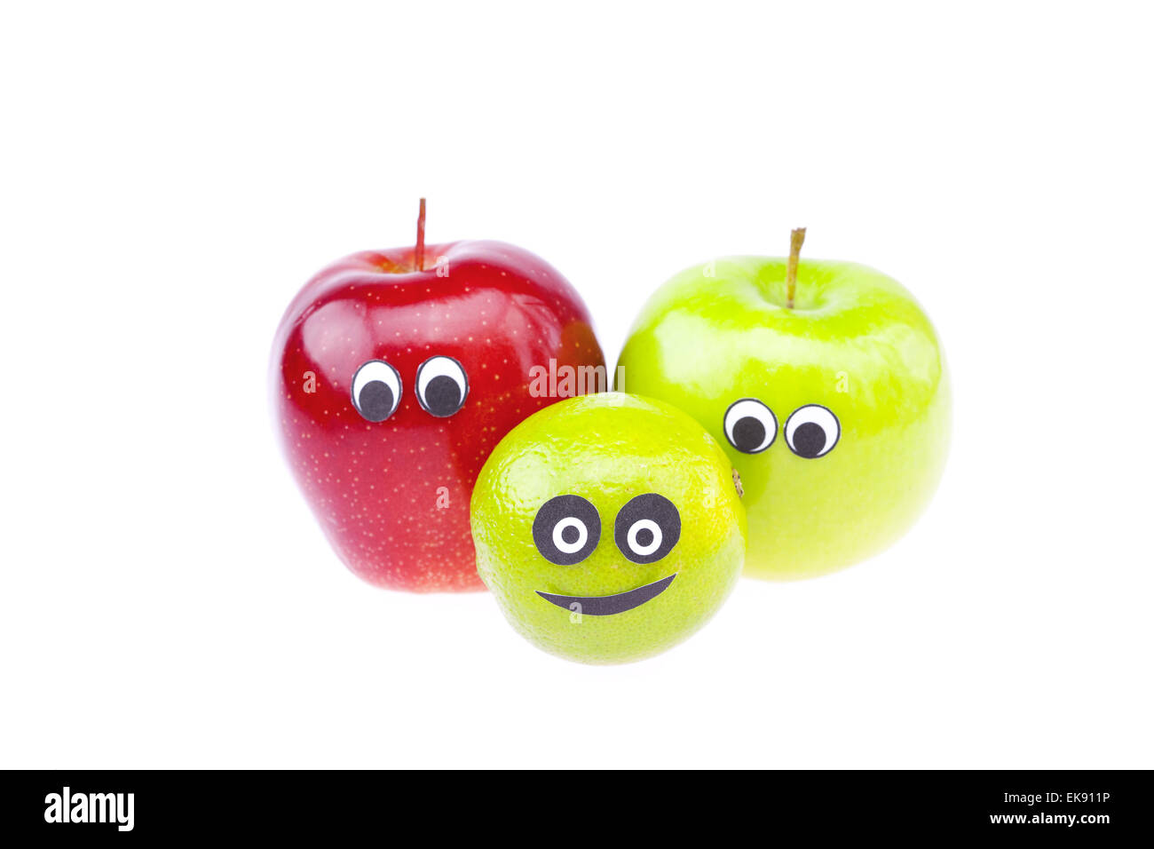apples with faces joy isolated on white Stock Photo - Alamy