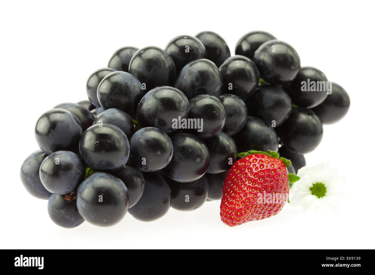 bunch of grapes and strawberries isolated on white Stock Photo - Alamy