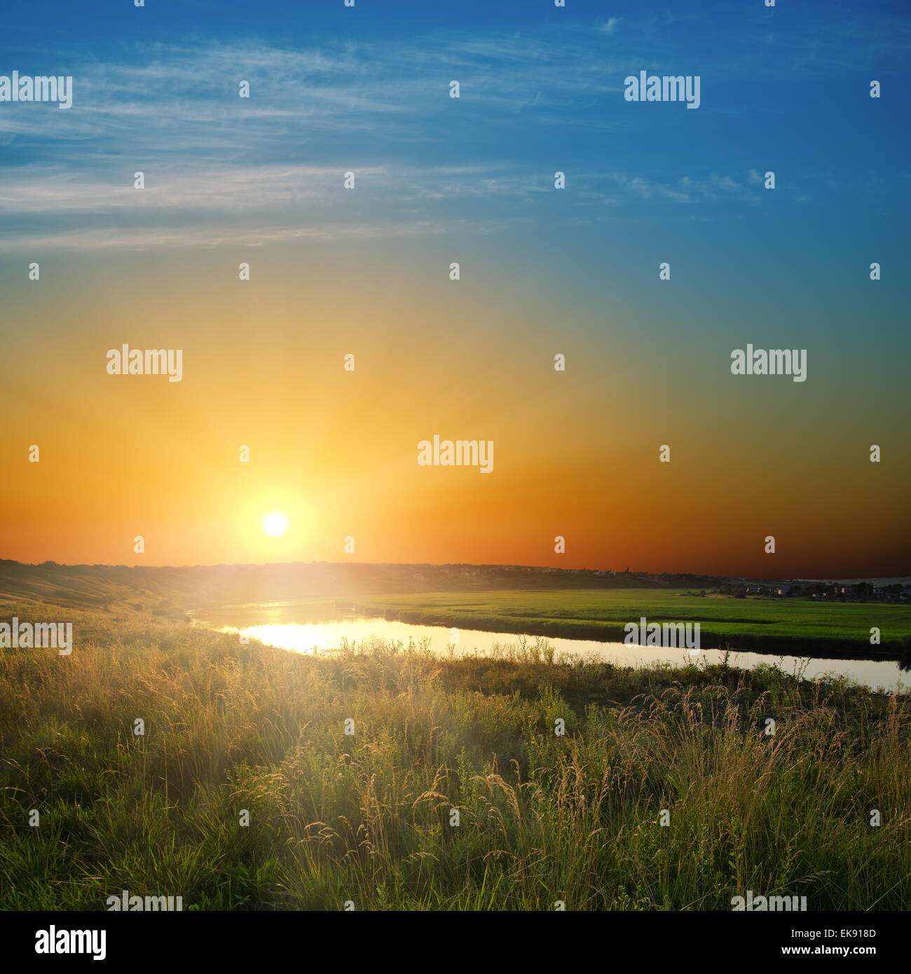 golden sunset over river Stock Photo - Alamy