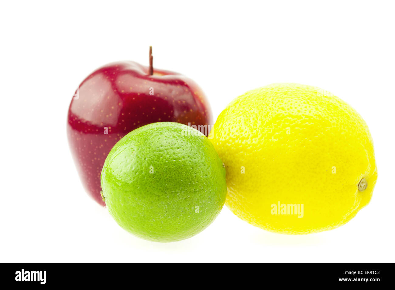 lime, lemon and apple isolated on white Stock Photo - Alamy