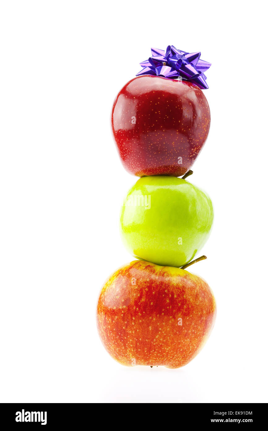 Apples facing each other isolated on white Stock Photo - Alamy
