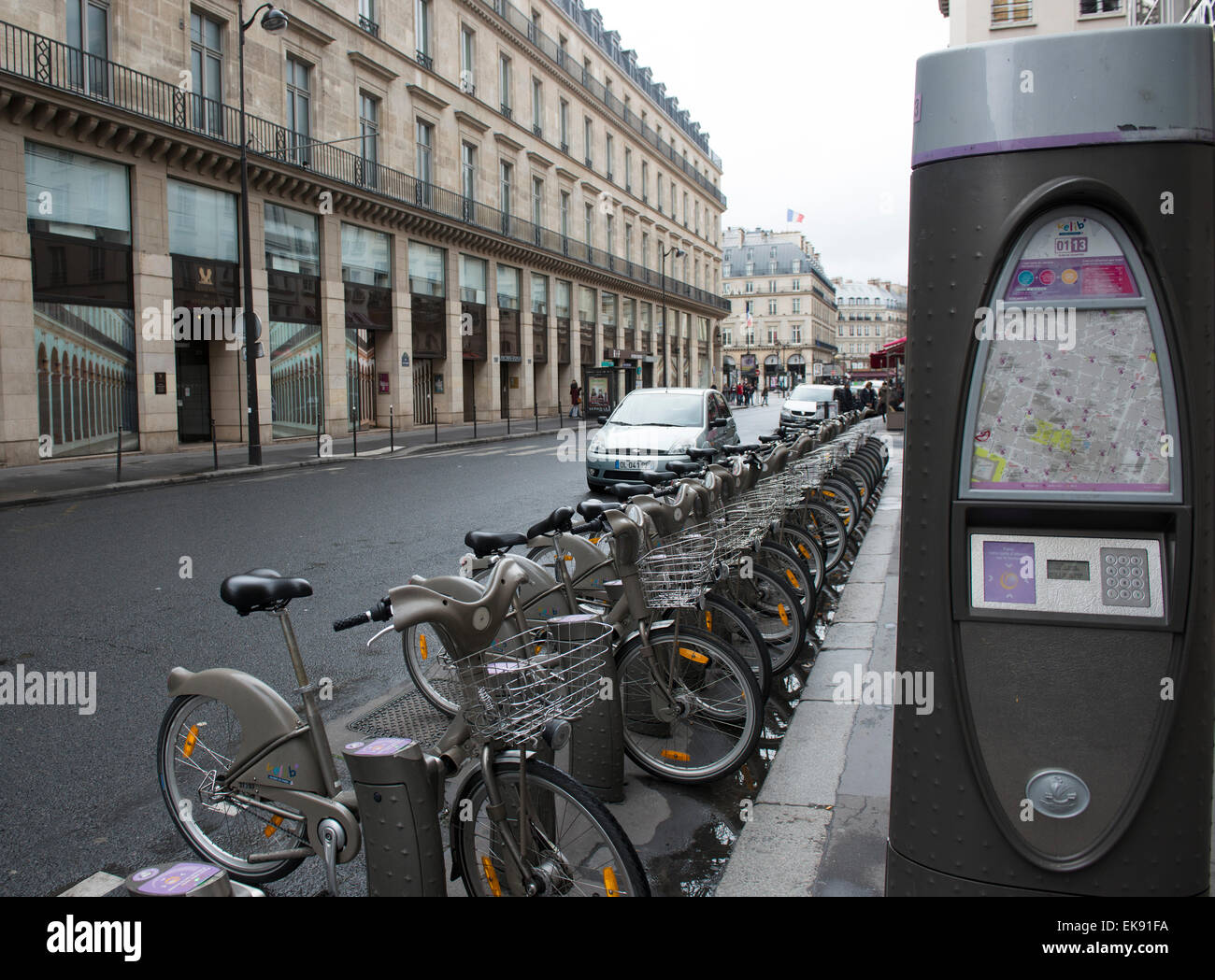 Bicycles for rent in Paris, France Europe EU Stock Photo - Alamy