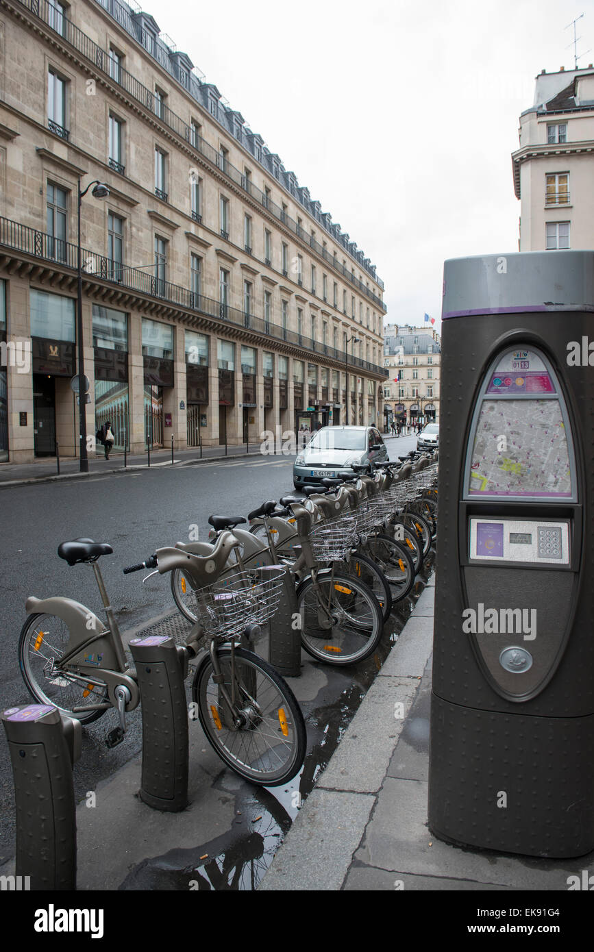 Bicycles for rent in Paris, France Europe EU Stock Photo - Alamy