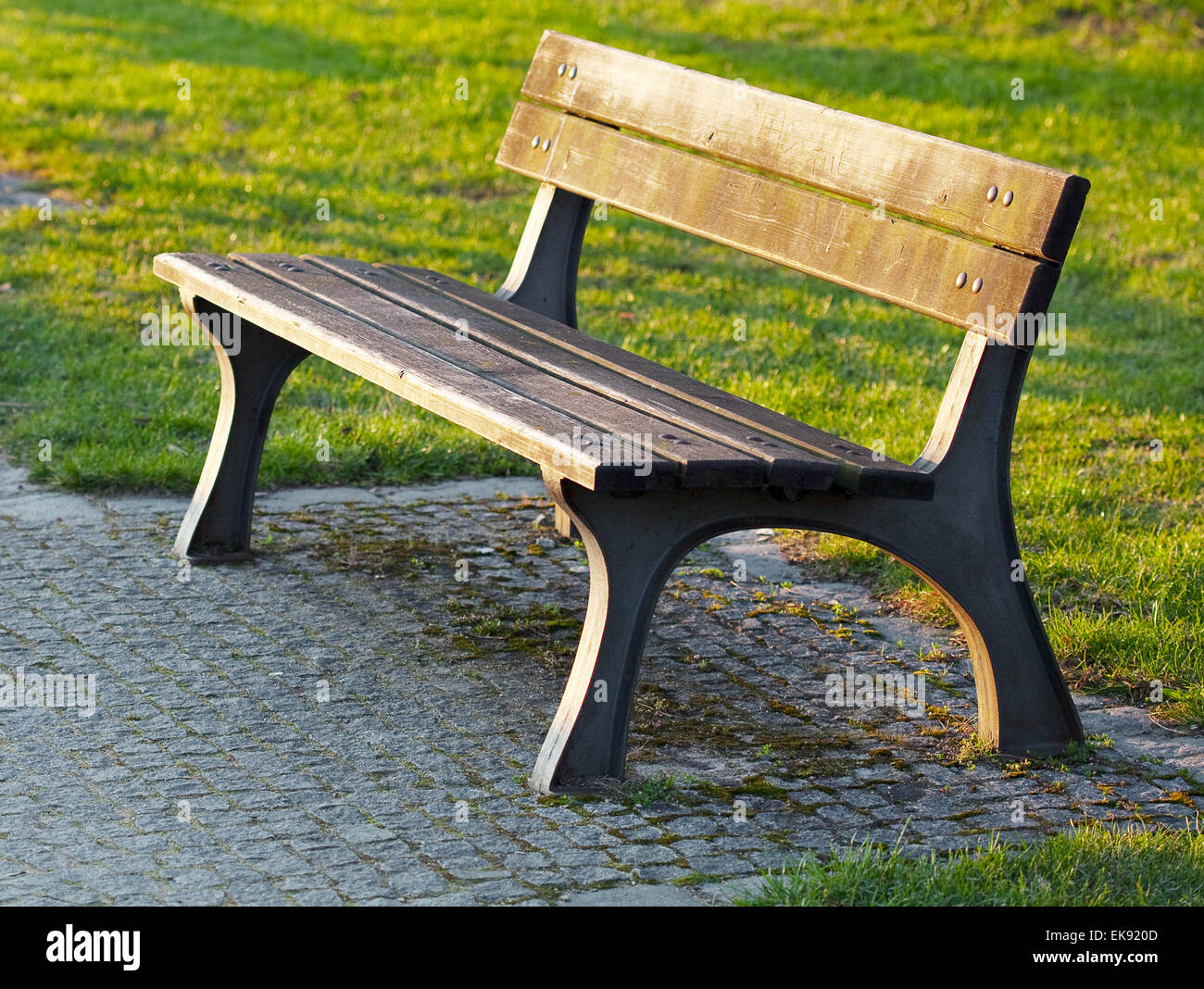wooden bench in the park Stock Photo - Alamy
