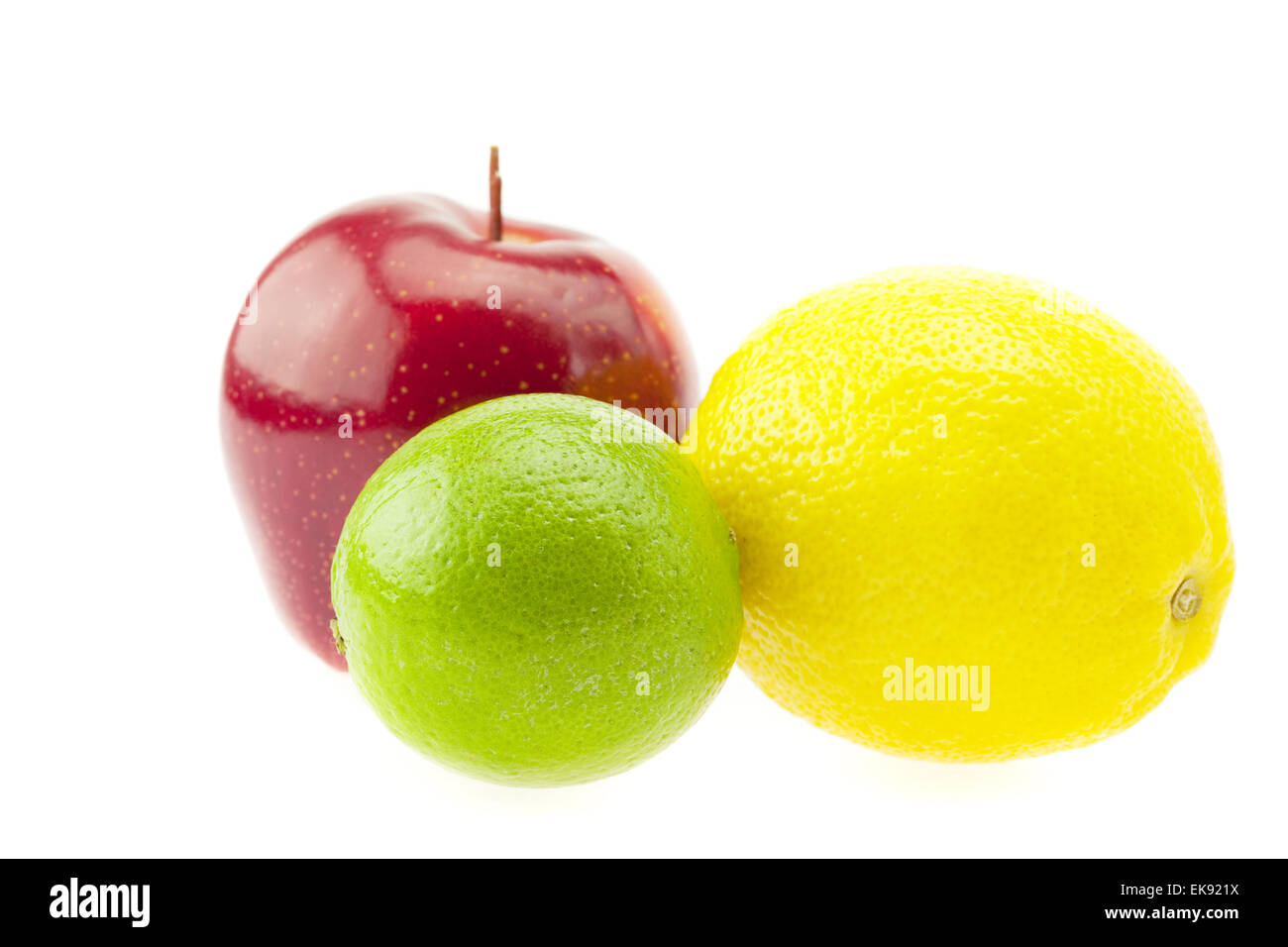 lemon, lime and apple isolated on white Stock Photo - Alamy