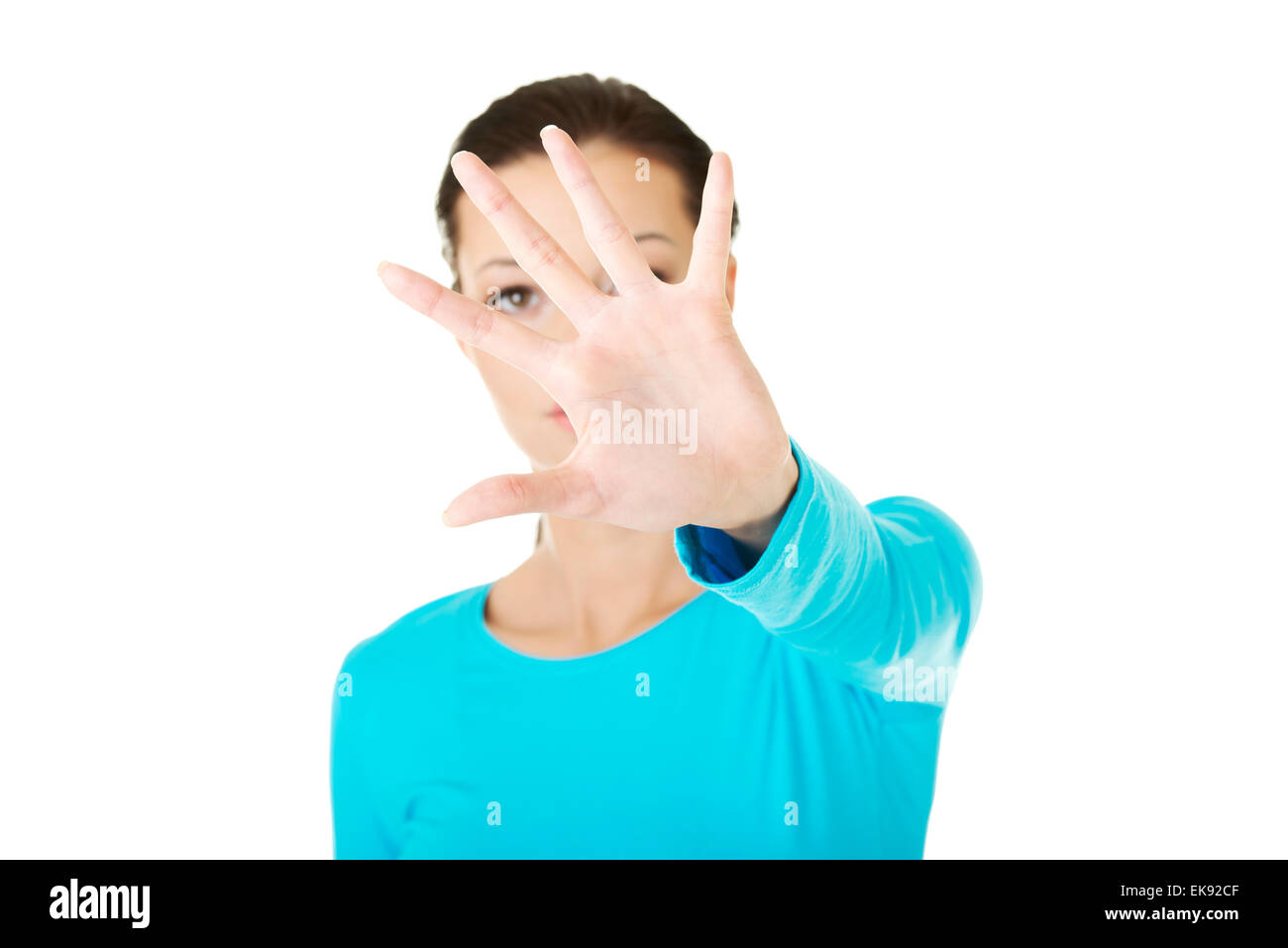 Hold on, Stop gesture Stock Photo - Alamy