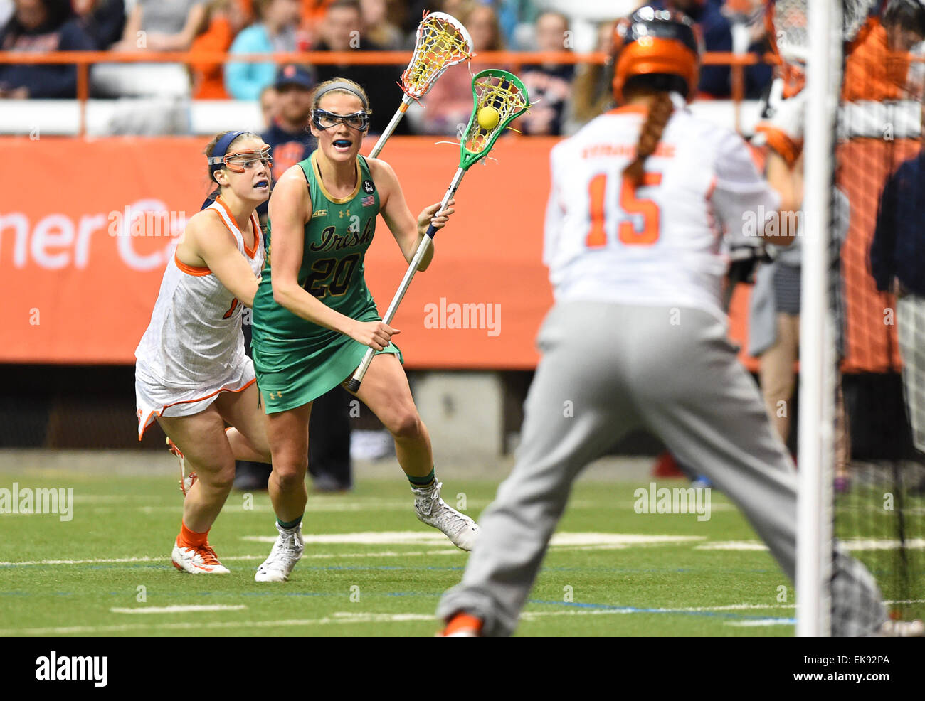 Overtime. 7th Apr, 2015. Notre Dame Fighting Irish midfielder Katherine ...