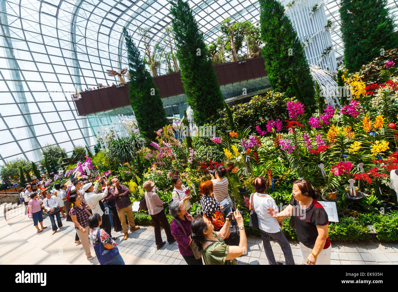 Flower Dome conservatory. Gardens by the Bay. Singapore, Asia Stock ...