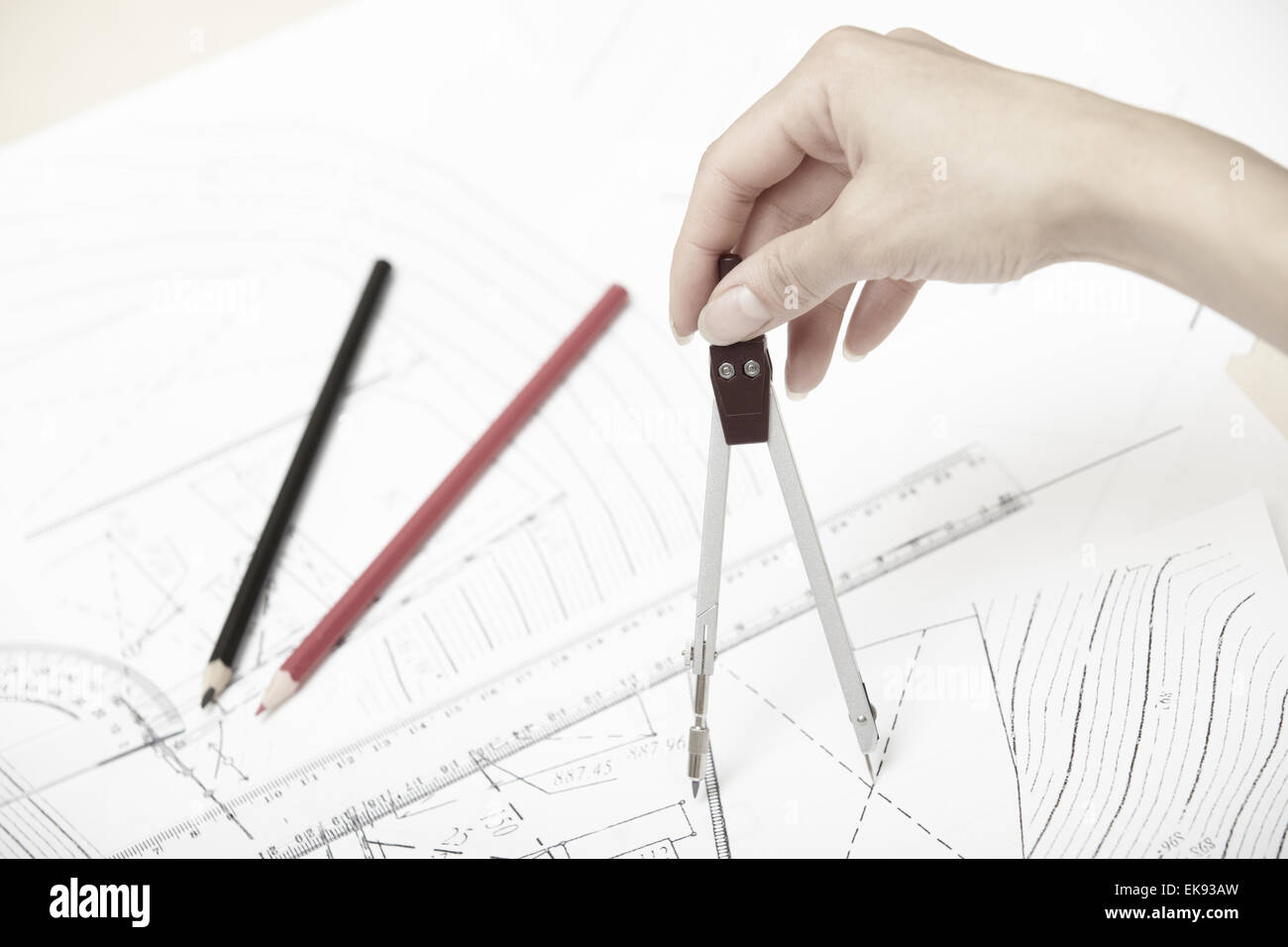 Blueprint scale technical working drawing plan hi-res stock photography ...