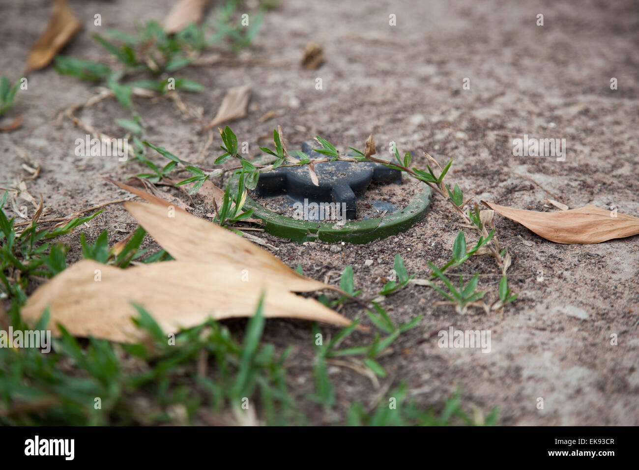 Soviet / Russian-made PMN-2 antipersonnel blast mine on location in ...