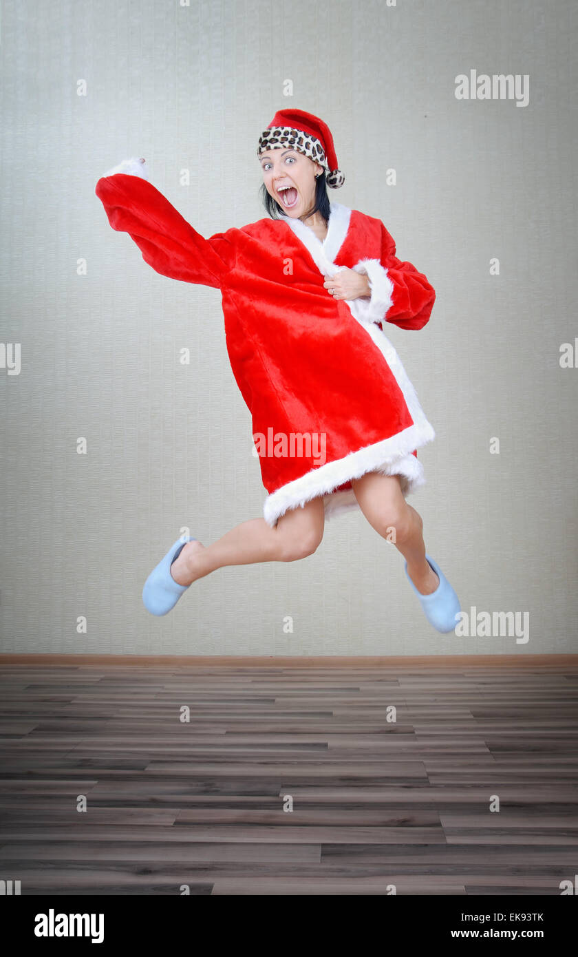 Crazy jumping Santa Claus Stock Photo - Alamy
