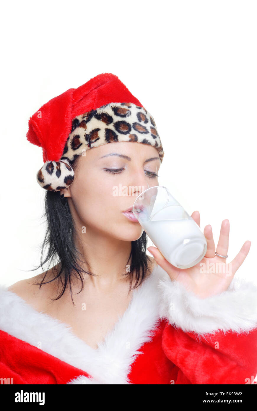 Santa drinking milk cocktail Stock Photo - Alamy