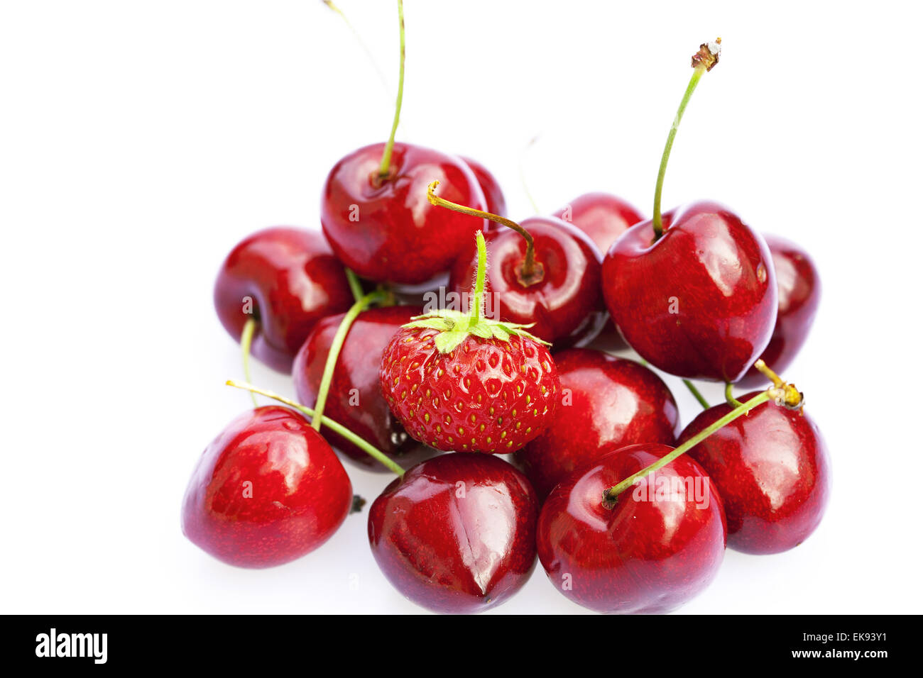 cherries and strawberries isolated on white Stock Photo - Alamy