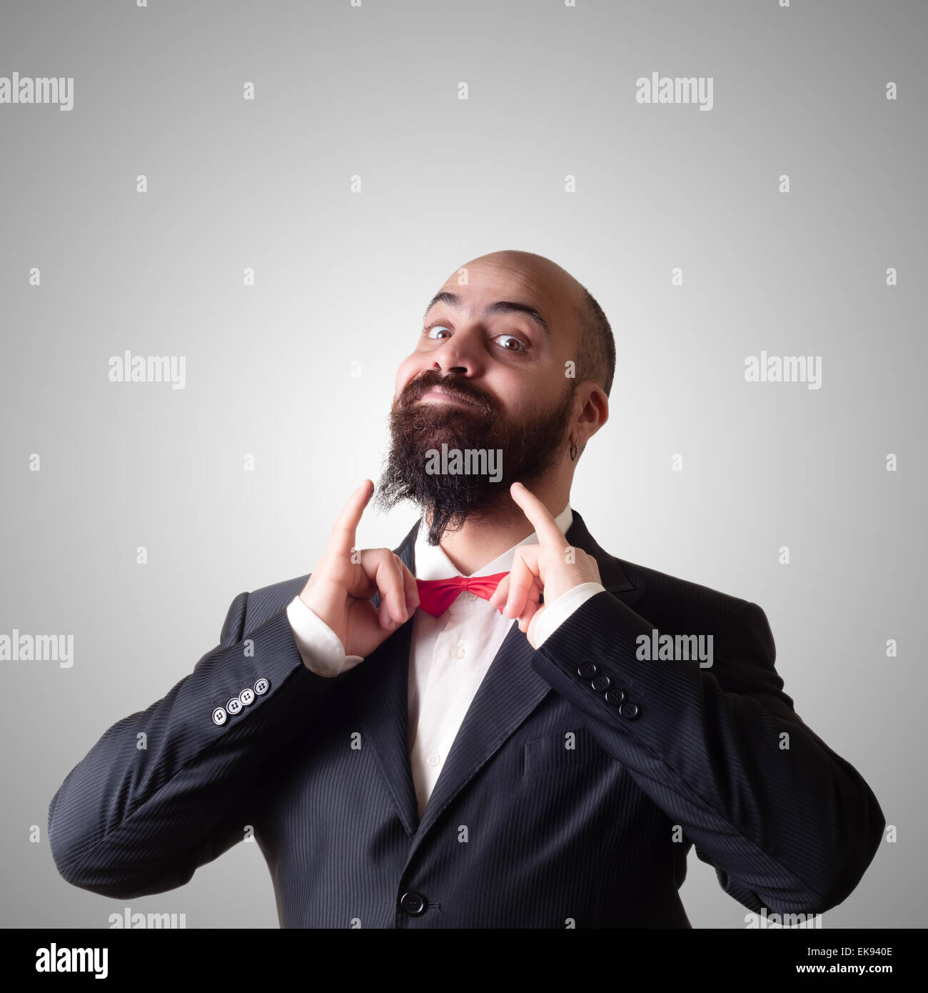 funny bearded elegant man with papillon Stock Photo - Alamy