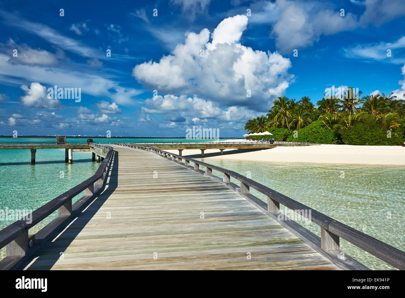 Beautiful beach with jetty Stock Photo - Alamy