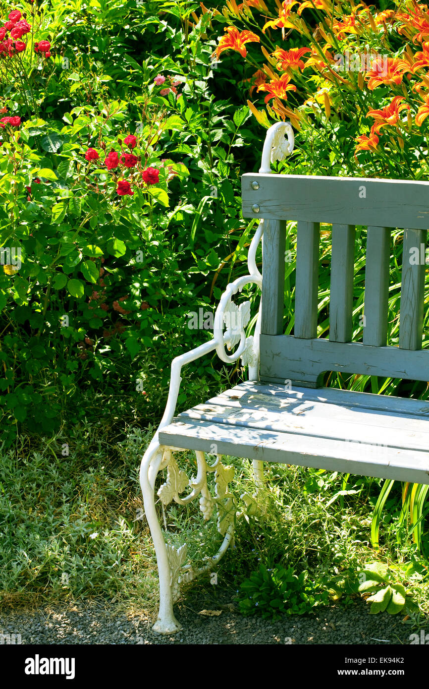 lone bench in the park Stock Photo - Alamy