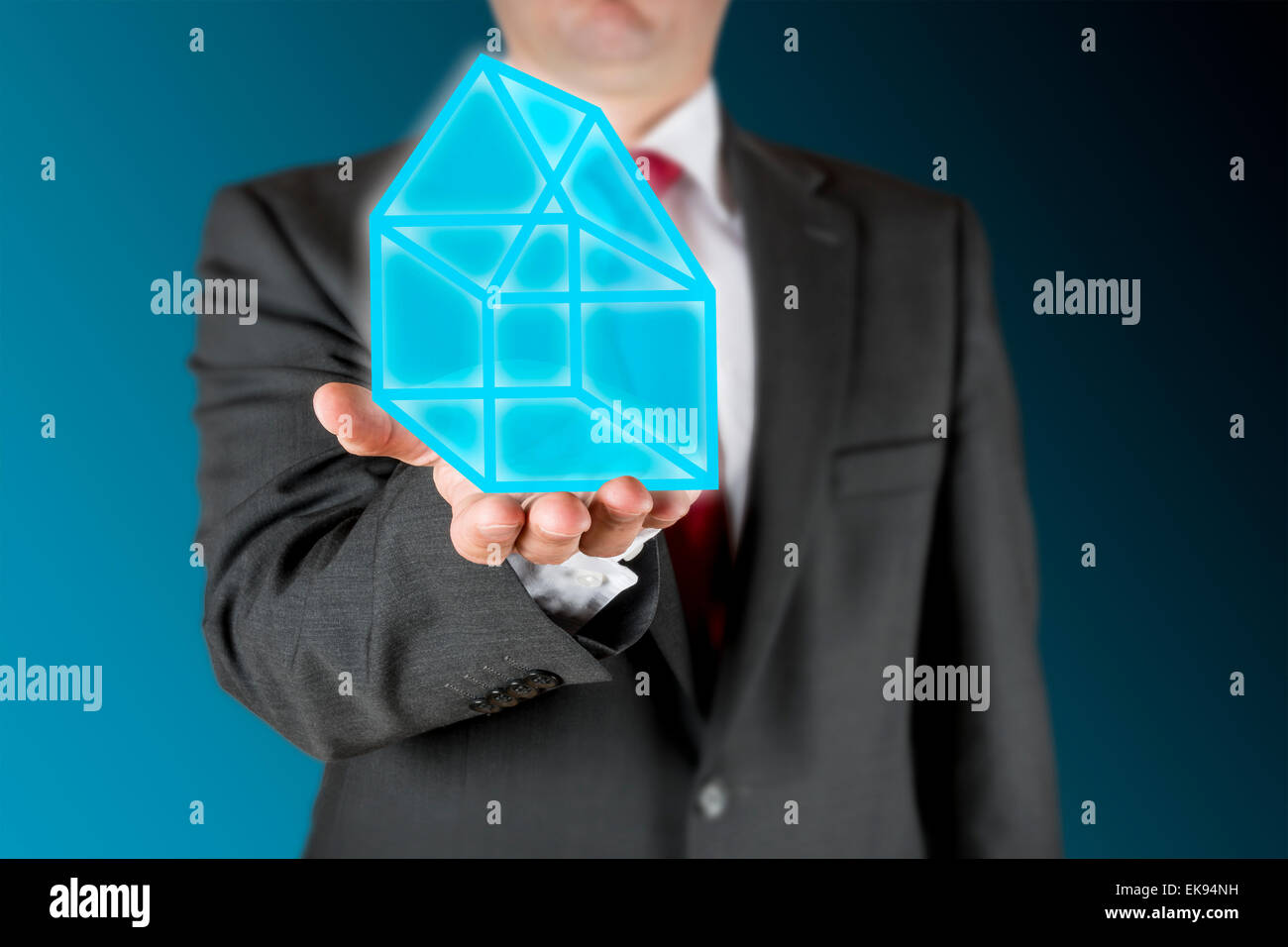 Business man with house Stock Photo - Alamy